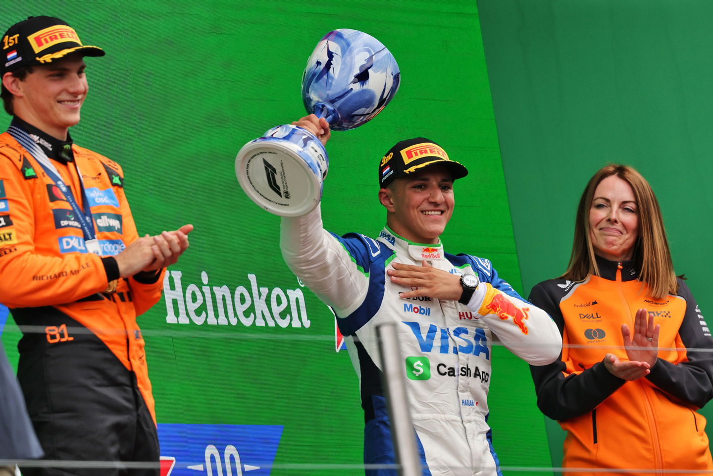 Another F1 driver has broken a trophy after celebrating on the podium ...
