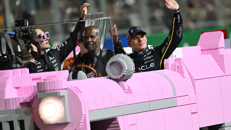 Terry Crews drives F1 stars in full-size LEGO Cadillac after Las Vegas ...
